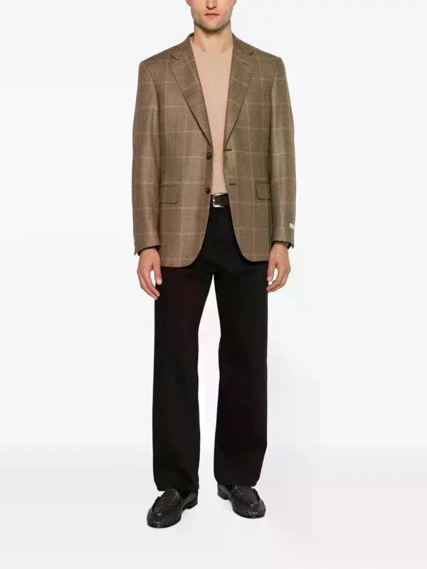 Canali Check-pattern Single-breasted Jacket - Brown