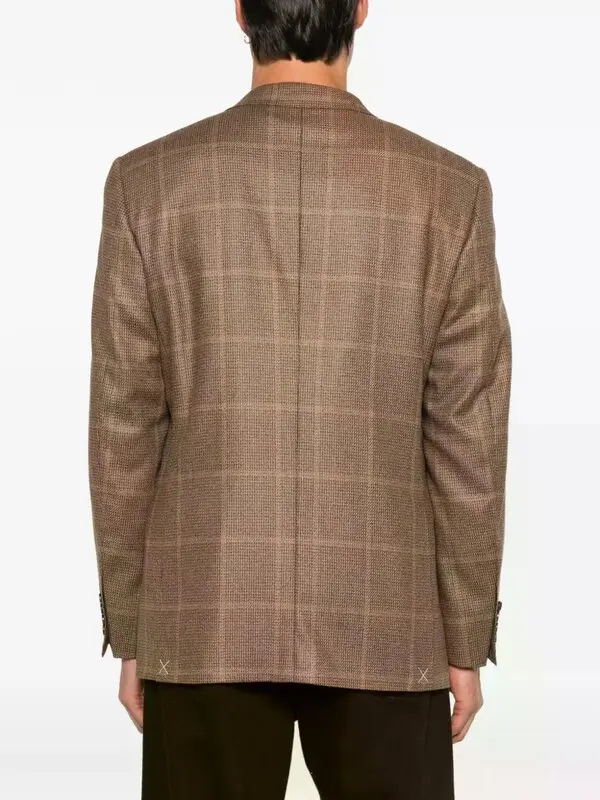 Canali Check-pattern Single-breasted Jacket - Brown