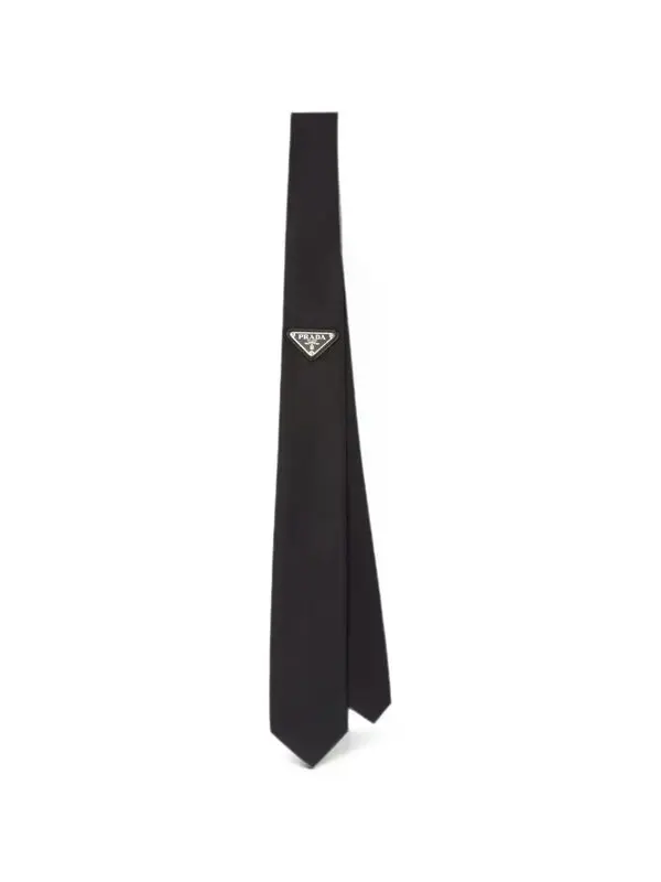 Prada Re-nylon Logo Plaque Neck Tie - Black