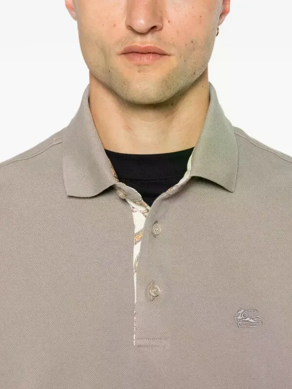 Etro Pegaso-embroidered Long-sleeve Polo Shirt