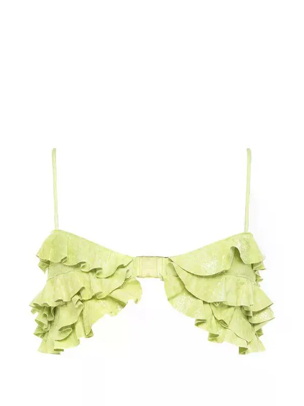 Dsquared2 Snake-effect Ruffled Cropped Top
