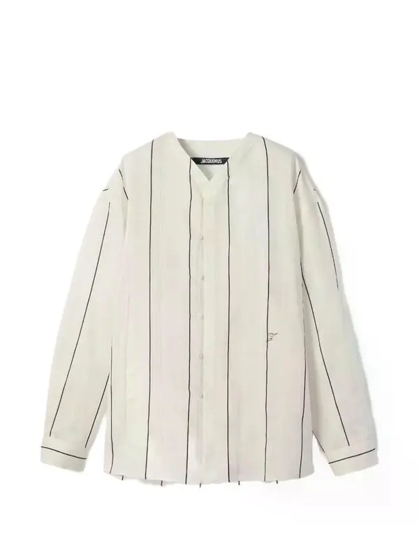 Jacquemus Vertical-stripe Collarless Shirt
