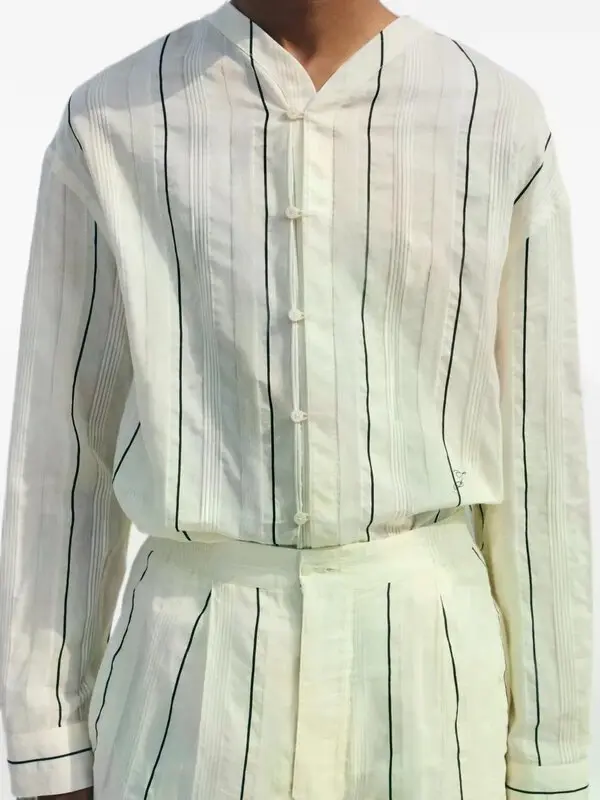Jacquemus Vertical-stripe Collarless Shirt