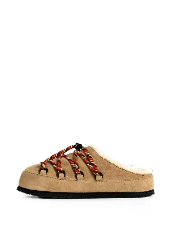 Prada Shearling-lined Suede Mules - Neutrals