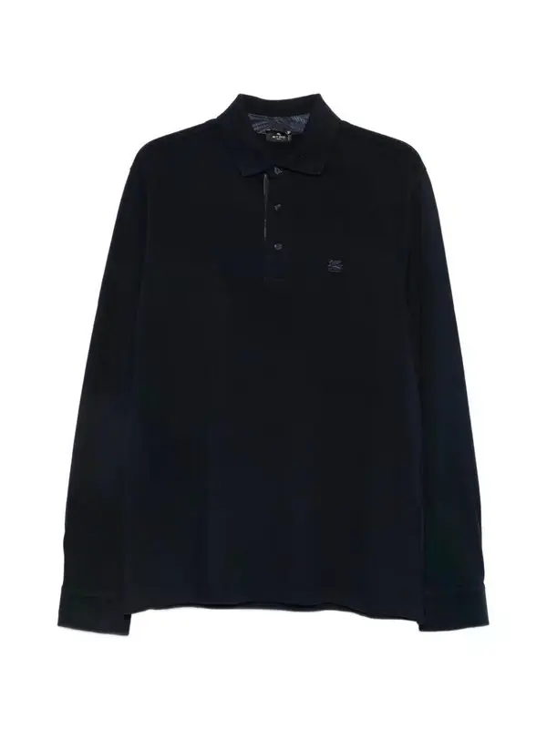 Etro Logo-embroidered Long-sleeve Polo Shirt