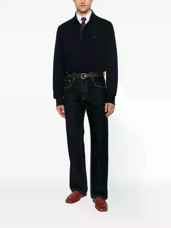 Etro Logo-embroidered Long-sleeve Polo Shirt