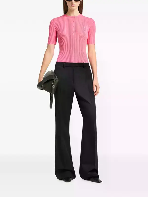COURREGES Vinyl-trim Ribbed-knit Polo Shirt
