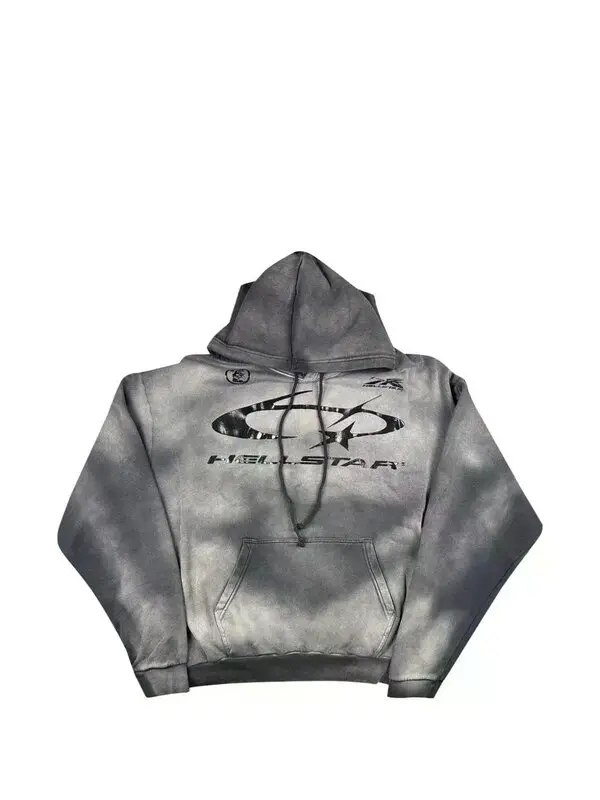 HELLSTAR Logo-print Acid-wash Hoodie