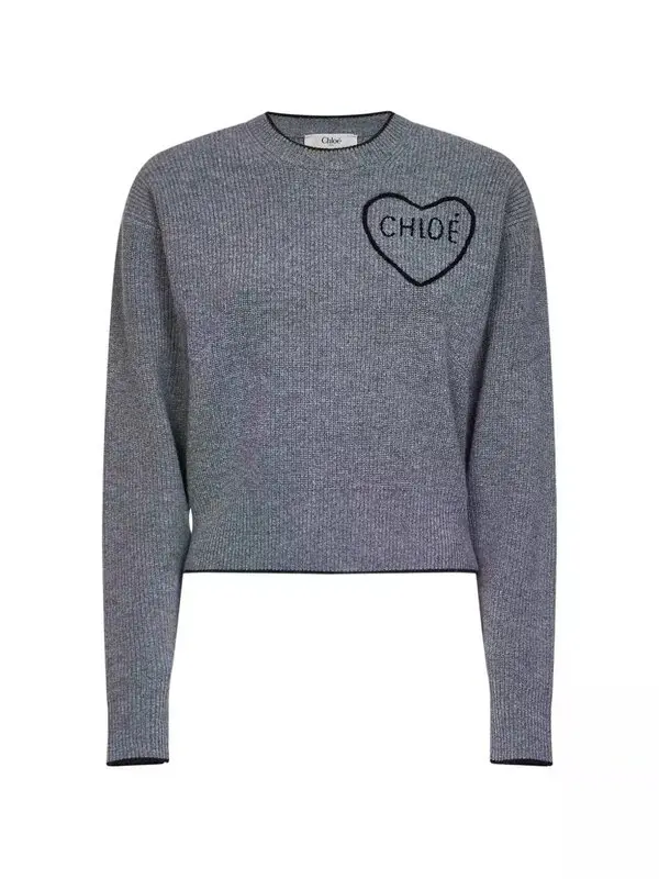 Chloé Heart-embroidered Ribbed Sweater