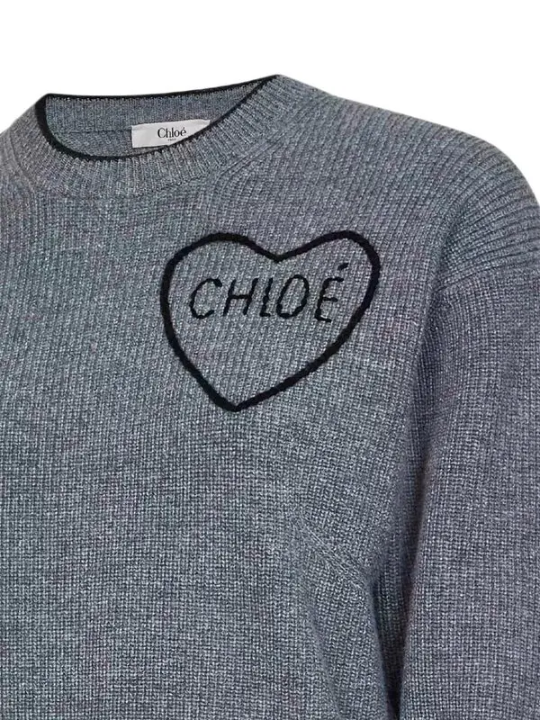 Chloé Heart-embroidered Ribbed Sweater