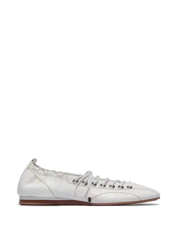 Bernardo Lace-up Billie Ballet Flats - White