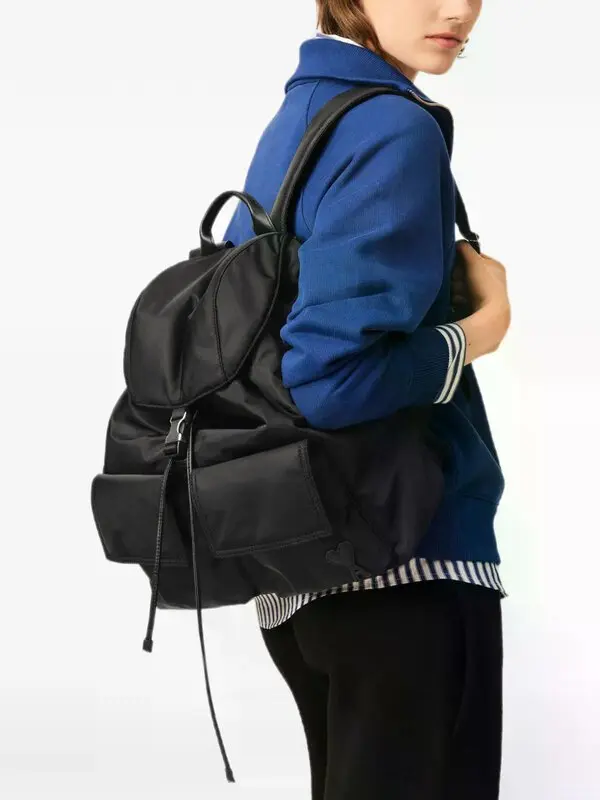 AMI Paris Nylon Marcel Flap Backpack