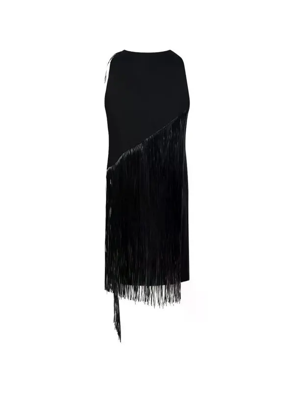 Sportmax Sleeveless V-neck Mini Dress With Fringe Trim
