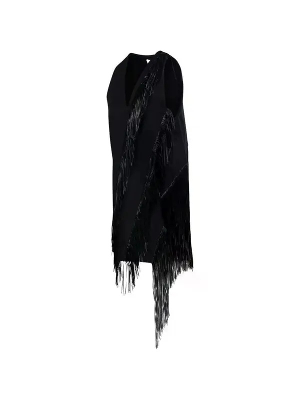Sportmax Sleeveless V-neck Mini Dress With Fringe Trim