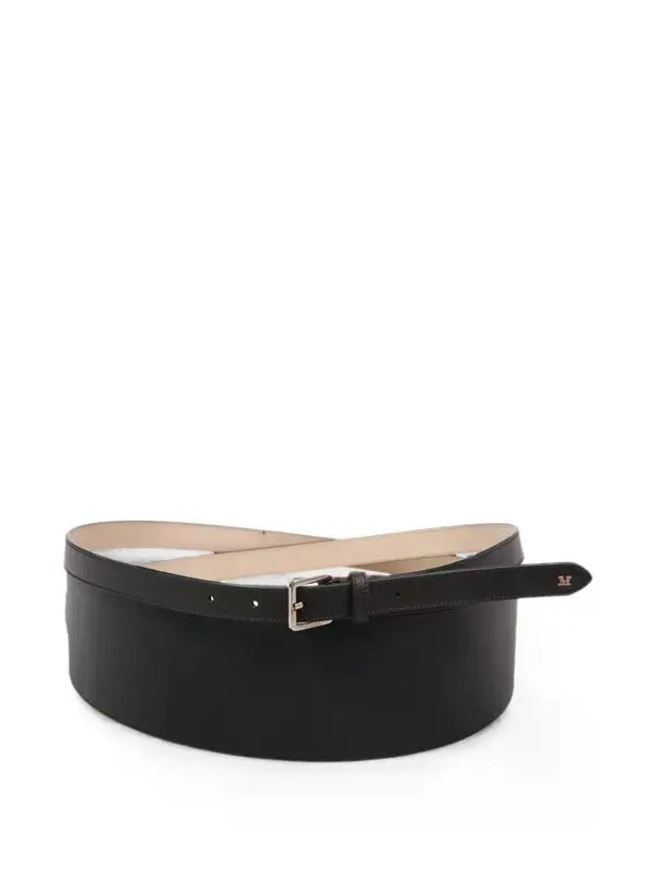 Max Mara Leather Belt With Logo-engraved Buckle - Brown