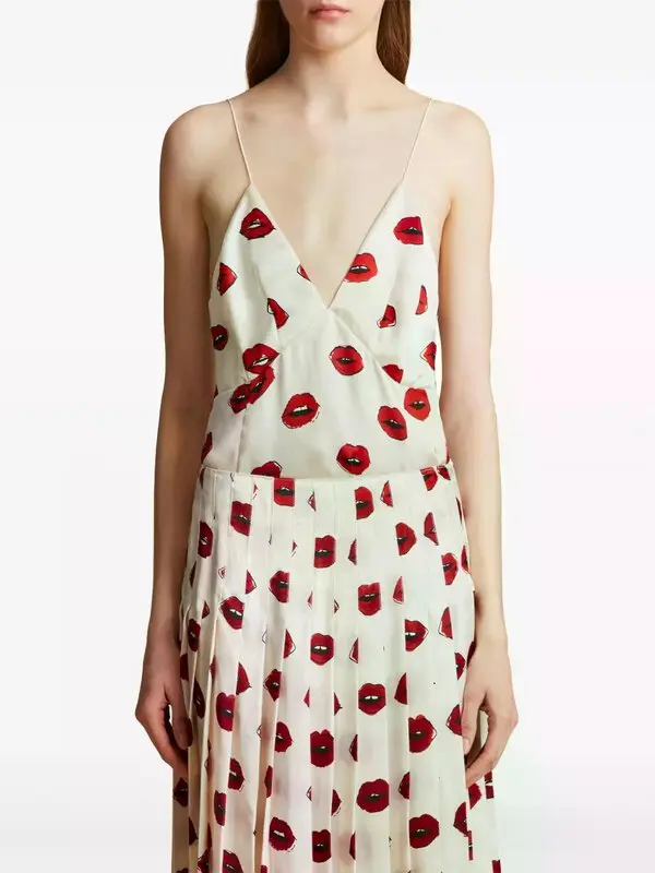 Khaite Grisella Graphic-print V-neck Sleeveless Top