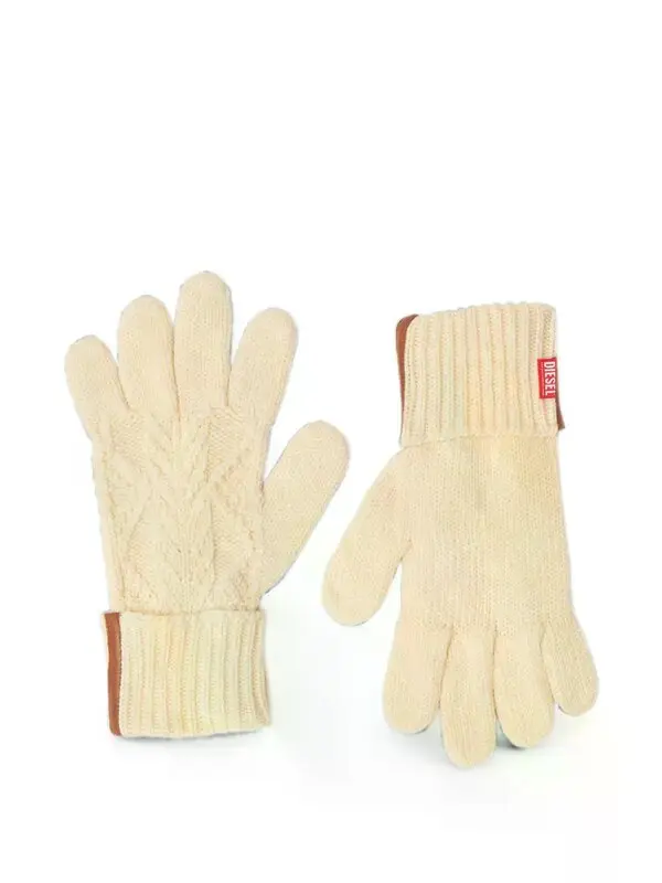 DIESEL® Knitted Gloves In Wool And Cotton - Neutrals