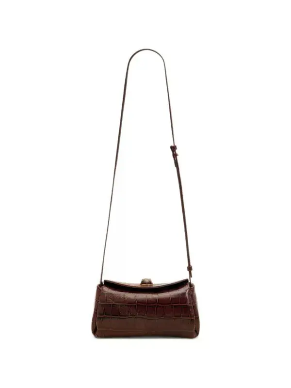 AMI Paris Mini Crocodile-embossed Leather Bag