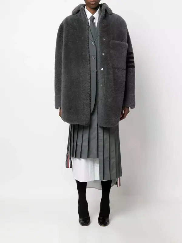 Thom Browne 4-bar Stripe Shearling Jacket