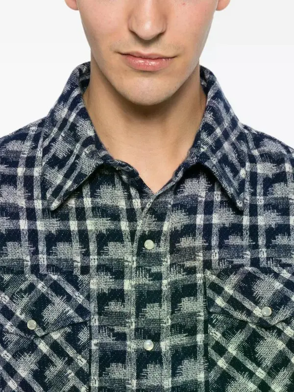 GOD'S TRUE CASHMERE Shibori Plaid Cashmere Shirt