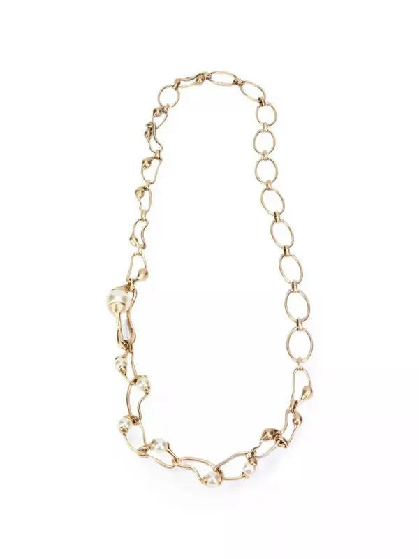 Max Mara Faux Pearl Cable-link Necklace - Gold