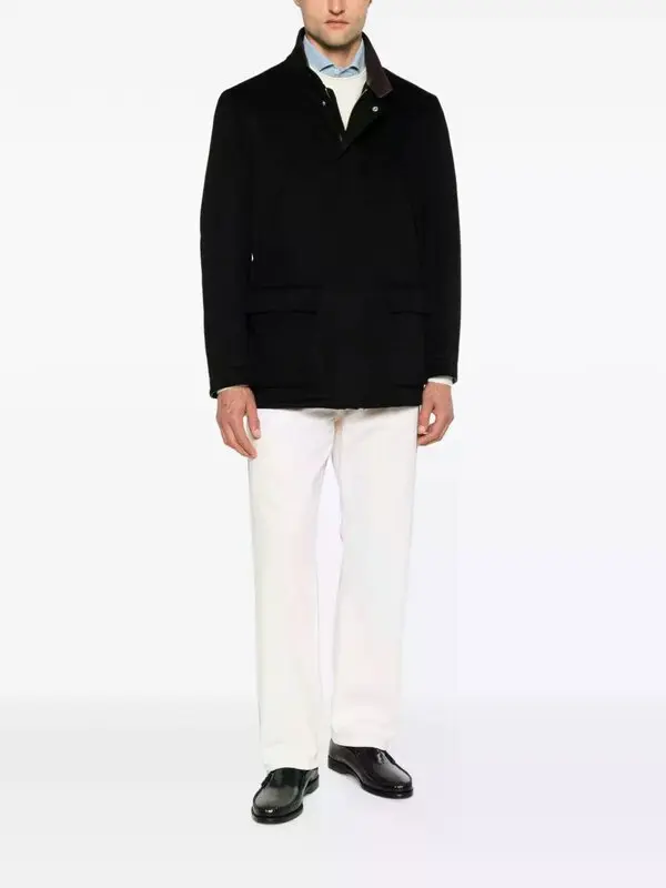 LARDINI Water-resistant Jacket With Leather Trim