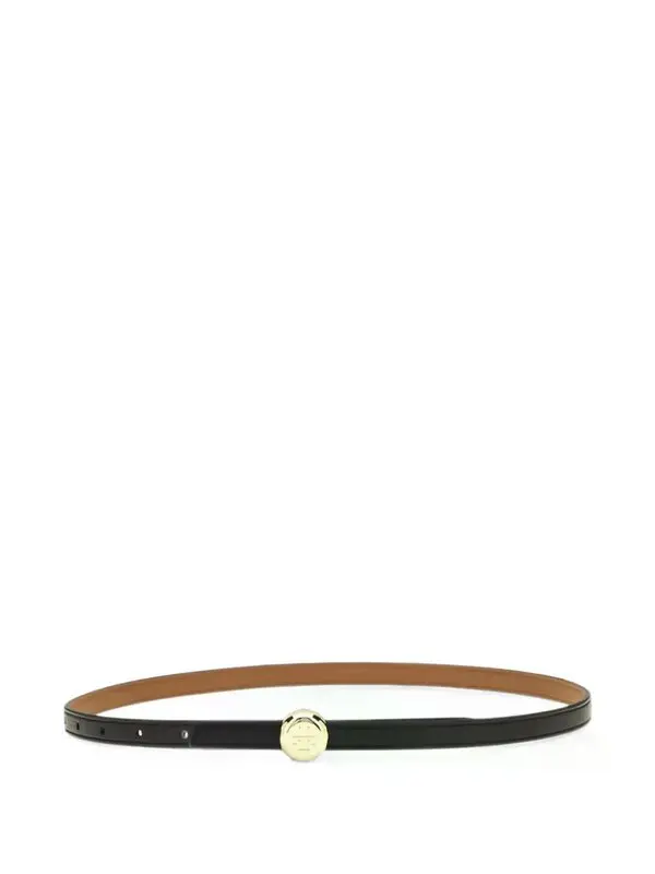 Tory Burch Romy Reversible Belt With Gold-tone Logo Plaque Buckle - Black