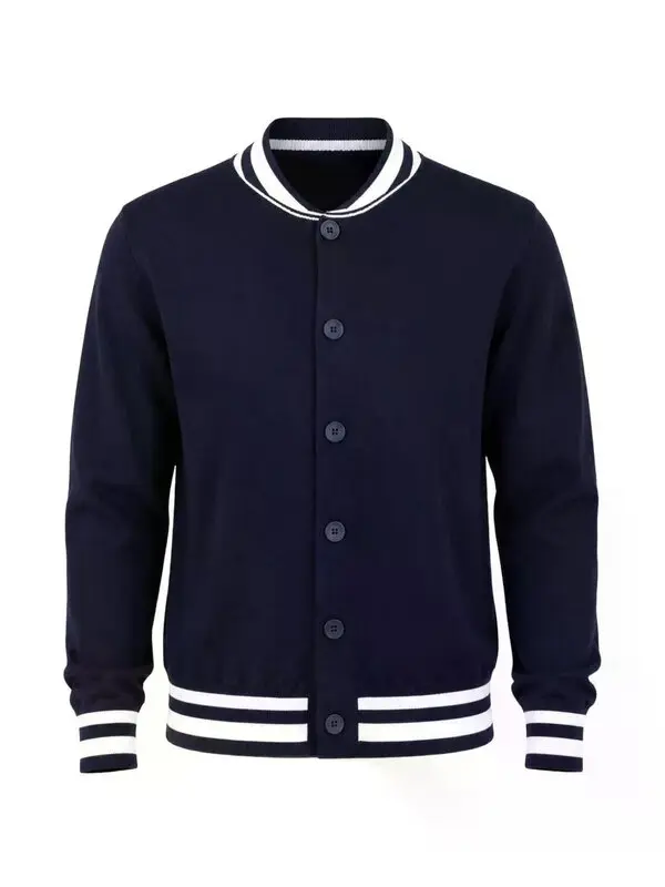 Alpha Studio Striped-trim Button-up Cardigan