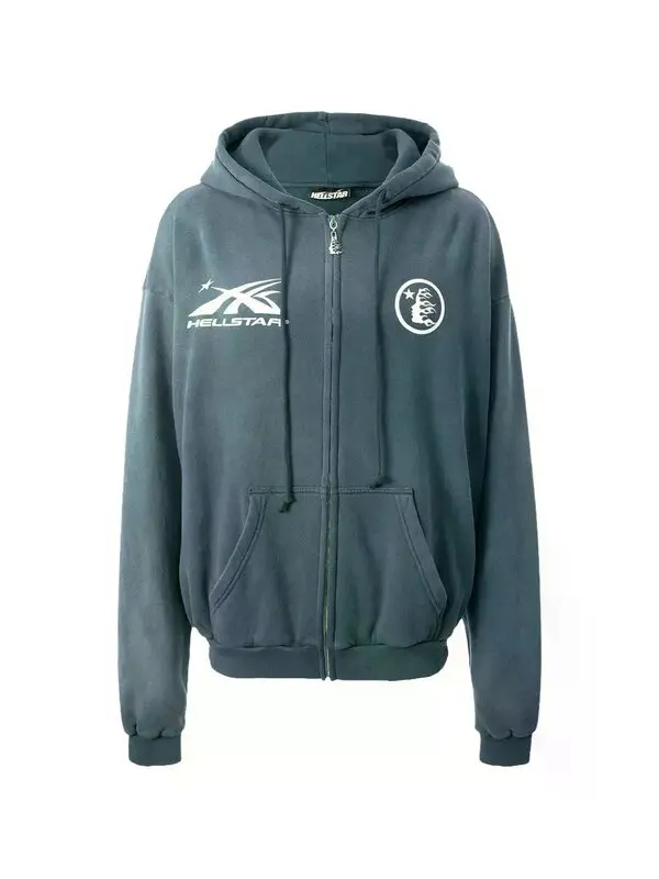 HELLSTAR Logo Print Zip-up Hoodie