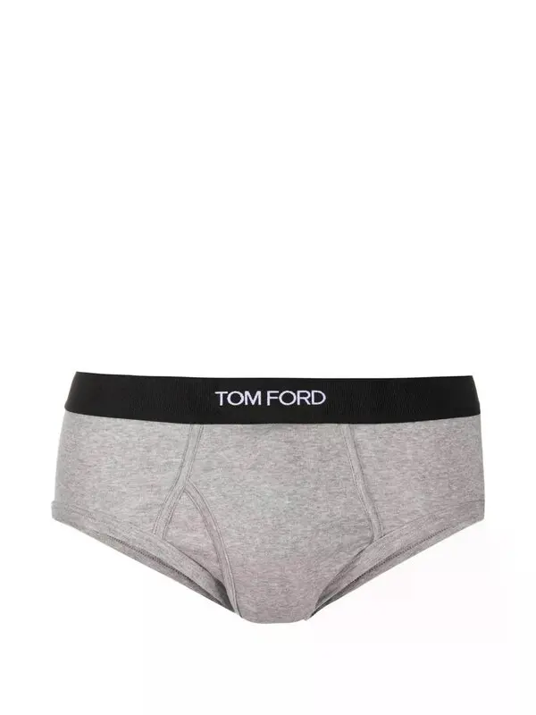 TOM FORD Logo-waistband Briefs - Grey