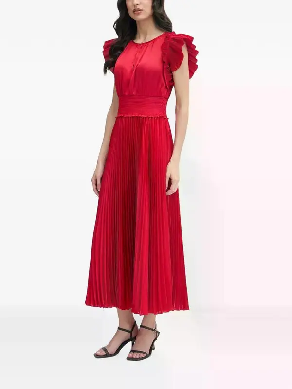 JOOP! Pleated Midi Dress With Ruffled Sleeves