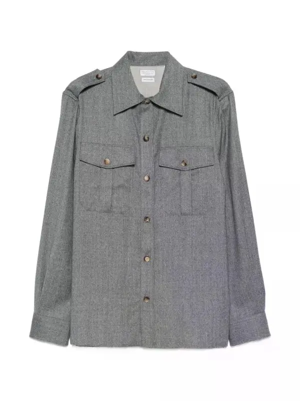 Brunello Cucinelli Epaulette-detail Chest-pocket Shirt