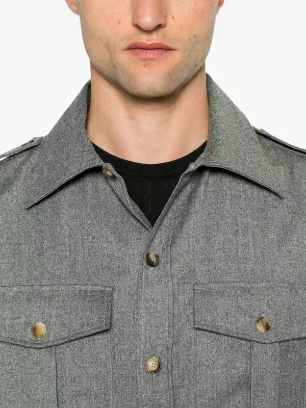 Brunello Cucinelli Epaulette-detail Chest-pocket Shirt