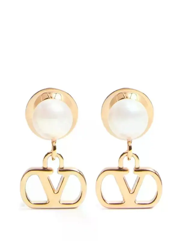 Valentino Garavani Vlogo Signature Resin Pearl Drop Earrings - Gold