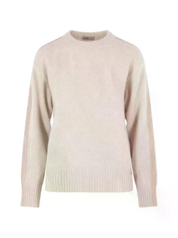 Herno Bouclé-band Ribbed-trim Wool Sweater
