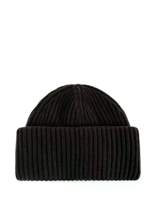 Canada Goose Logo Patch Ribbed Knit Beanie Hat