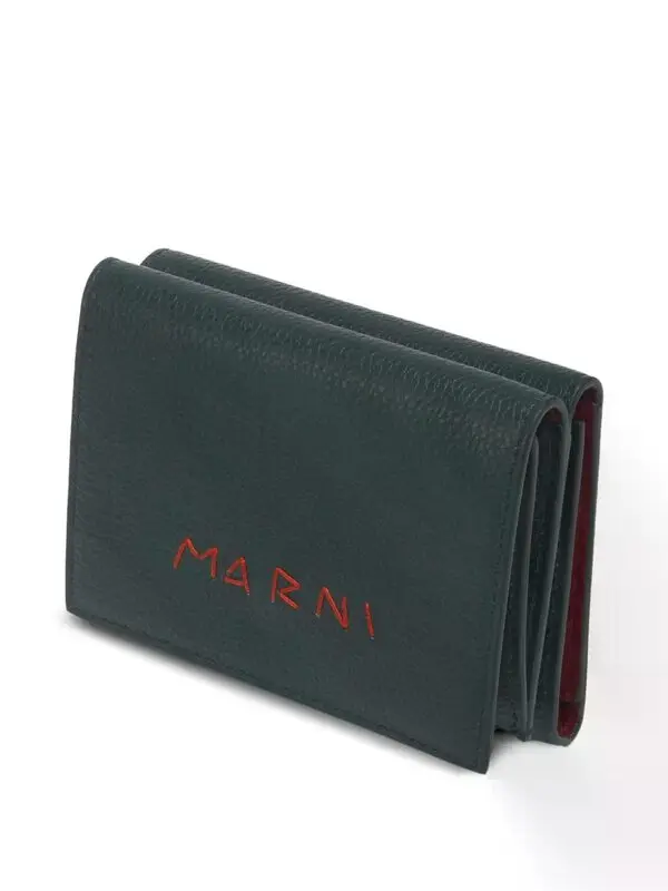 Marni Logo-embroidered Trifold Wallet - Green