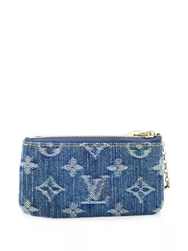 LOUIS VUITTON X Takashi Murakami Key Limited Edition Monogram Cerises Denim Pouch - Blue