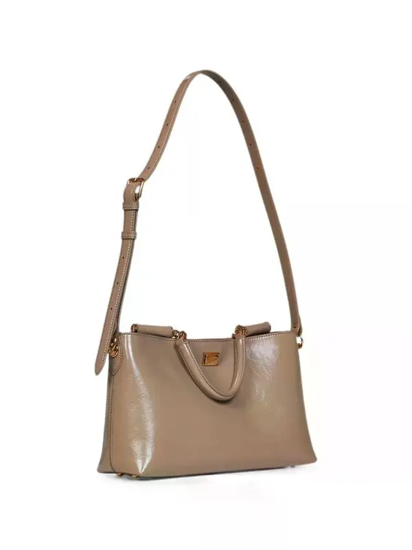 Dolce & Gabbana Vittoria Medium Shiny Leather Tote Bag - Neutrals