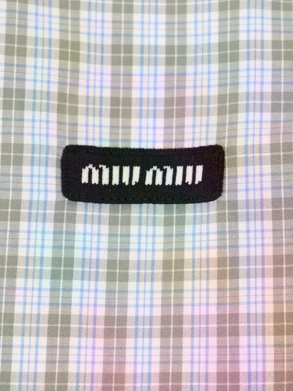 Miu Miu Checkered Poplin Short-sleeve Shirt