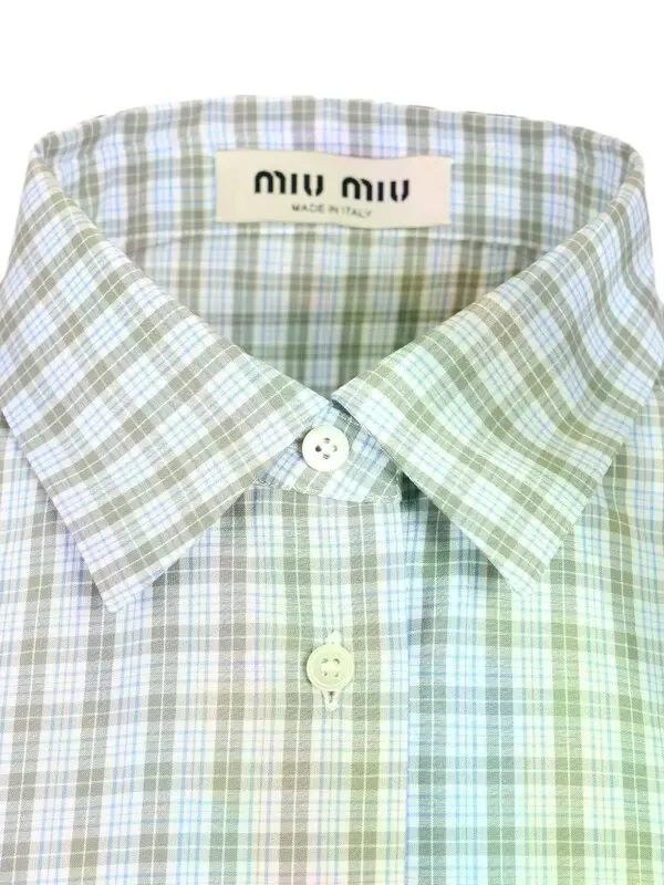 Miu Miu Checkered Poplin Short-sleeve Shirt