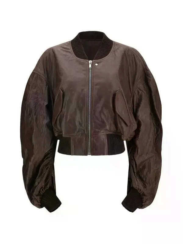 Rick Owens Cropped Leather Bomber Jacket