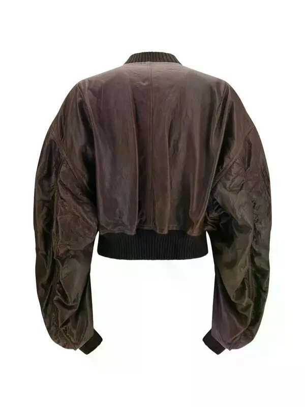 Rick Owens Cropped Leather Bomber Jacket