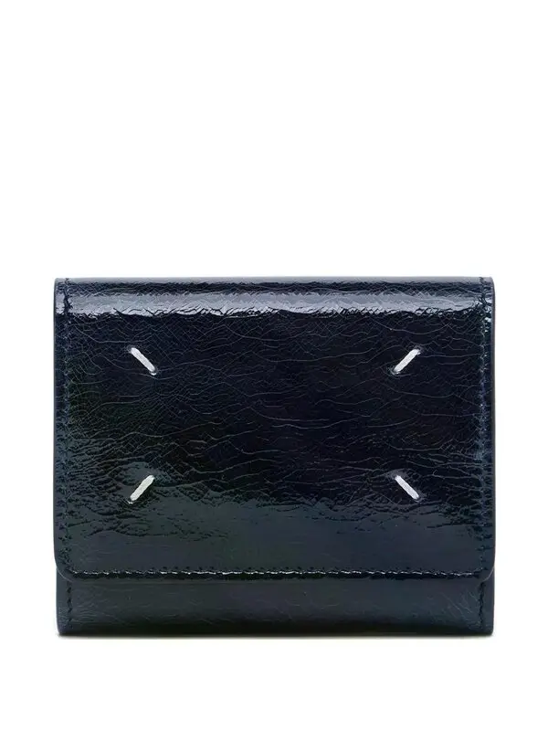 MAISON MARGIELA Four Stitches Crackled Leather Wallet - Blue