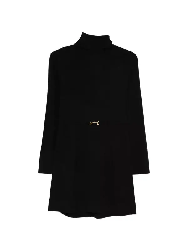 Rixo Roll Neck Mini Dress With Gold-tone Hardware