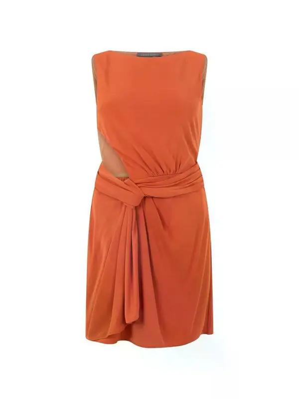 Alberta Ferretti Sleeveless Knot Detail Cut-out Mini Dress - Orange