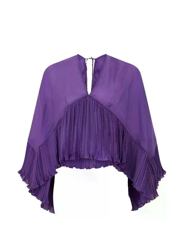 Alberta Ferretti Pleated Trim Wide Sleeves Blouse