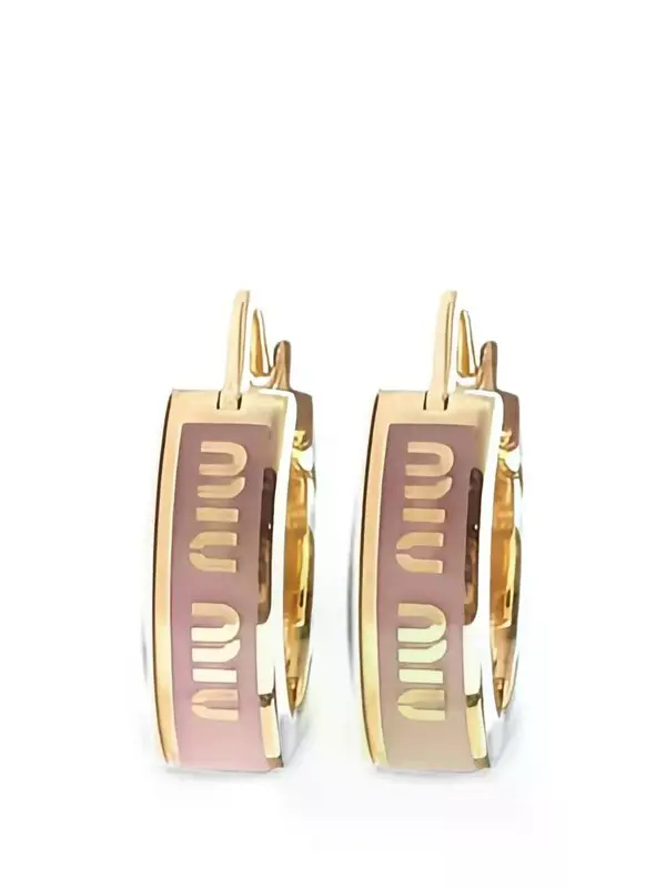 Miu Miu Tone Logo Detail Hoop Earrings