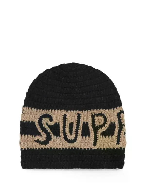 Supreme Crochet Beanie Hat - Black
