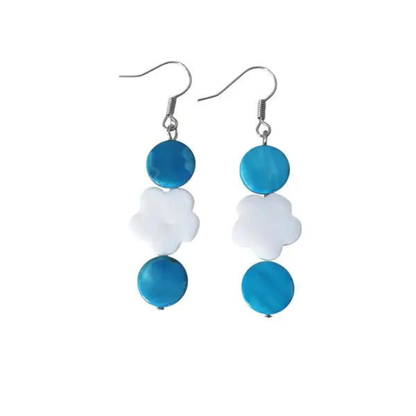 WAY TO CHIC Blue / White Blue Shell Earrings